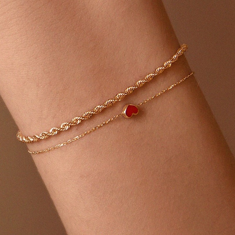 Red Heart Bracelet - Etsy