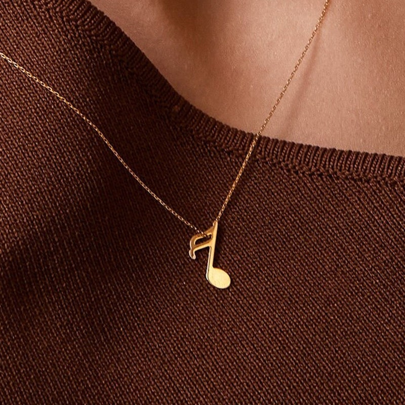 Music Note Necklace - Etsy