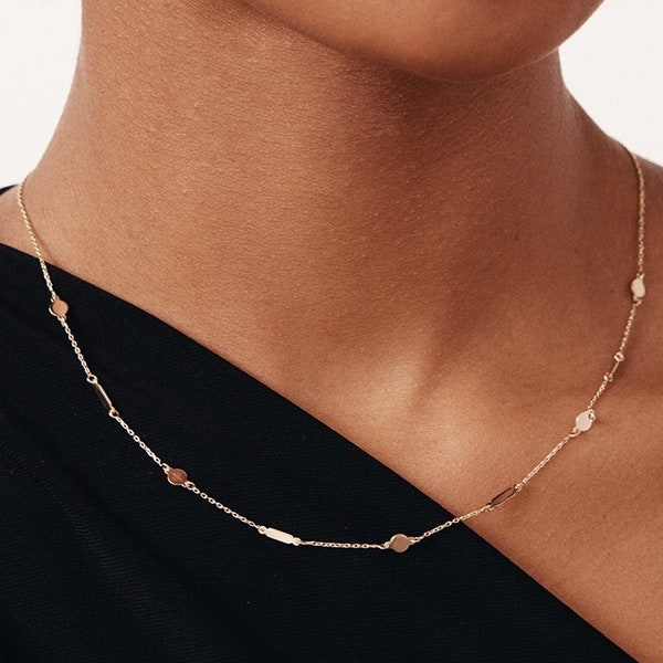 Solid Gold Station Necklaces - Etsy