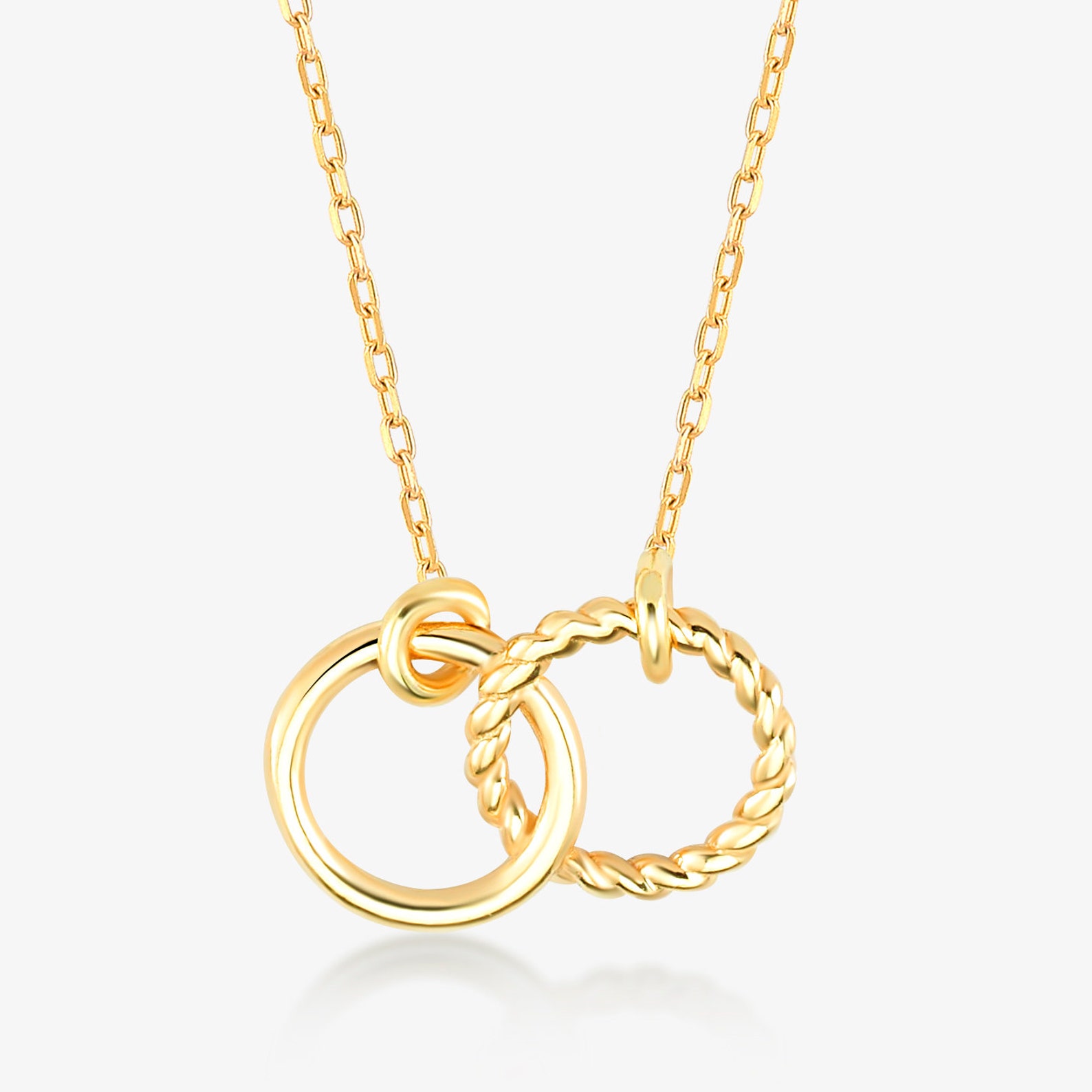 14k Solid Gold Intertwined Circles Necklace for Women | Etsy