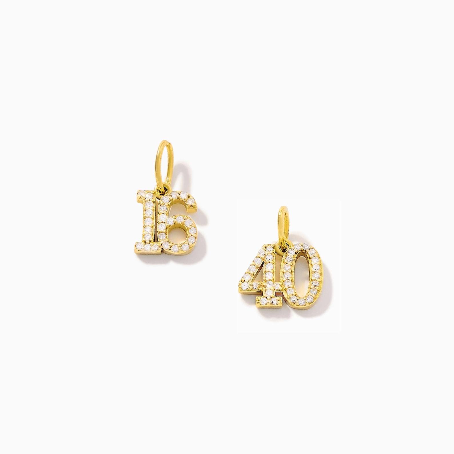 Dainty 10K or 14K Solid Gold Diamond Number Pendant - Personalized ...