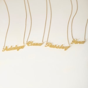 14K Real Gold Custom Name Plate Necklace 14K Gold Name - Etsy
