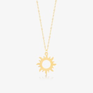 14k Solid Gold Sun Necklace for Women - 14k Celestial Charm Pendant ...