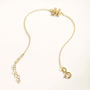 14K Gold Initial Bracelet: Personalized Letter Charm, Dainty Jewelry - Etsy