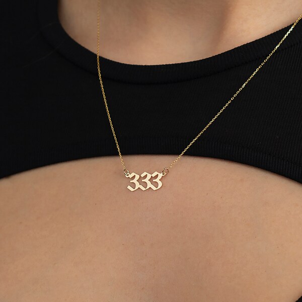 14k Solid Gold 333 Necklace - Etsy