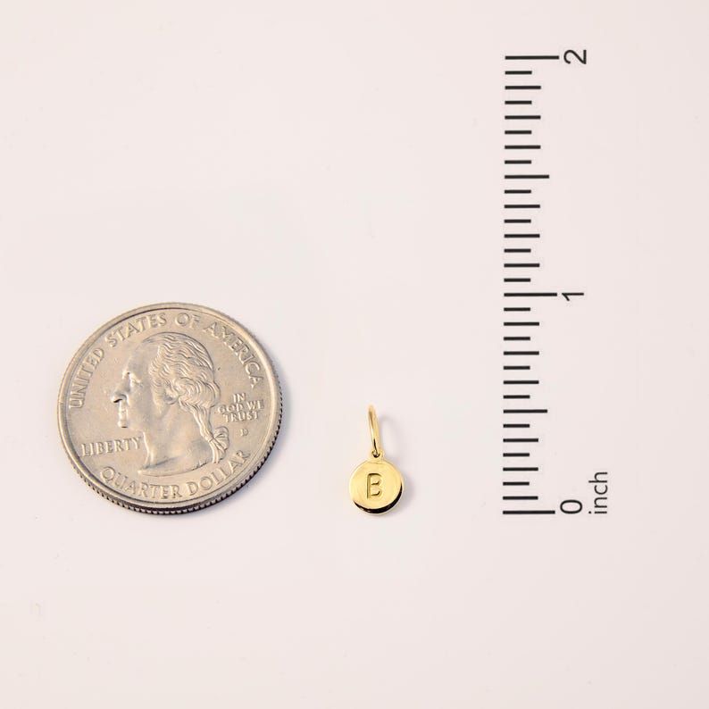 10k or 14k Solid Gold Initial Disc Pendant: Small Letters A to Z All ...