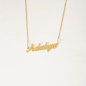 14K Real Gold Custom Name Plate Necklace 14K Gold Name - Etsy