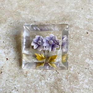 Lucite Reverse Carved Flower Brooch - Etsy