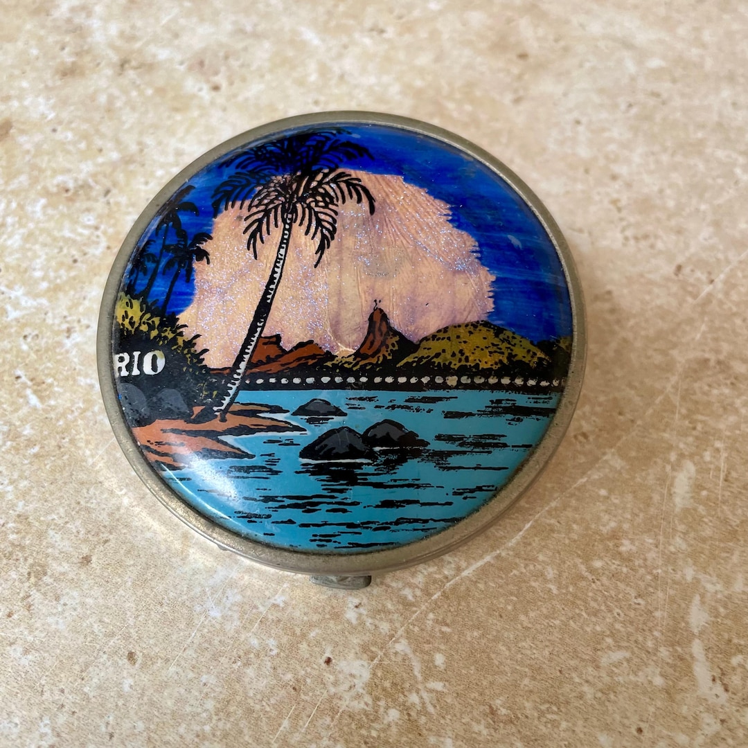 Vintage Morpho Butterfly Wing Rio Scene Powder Compact - Etsy