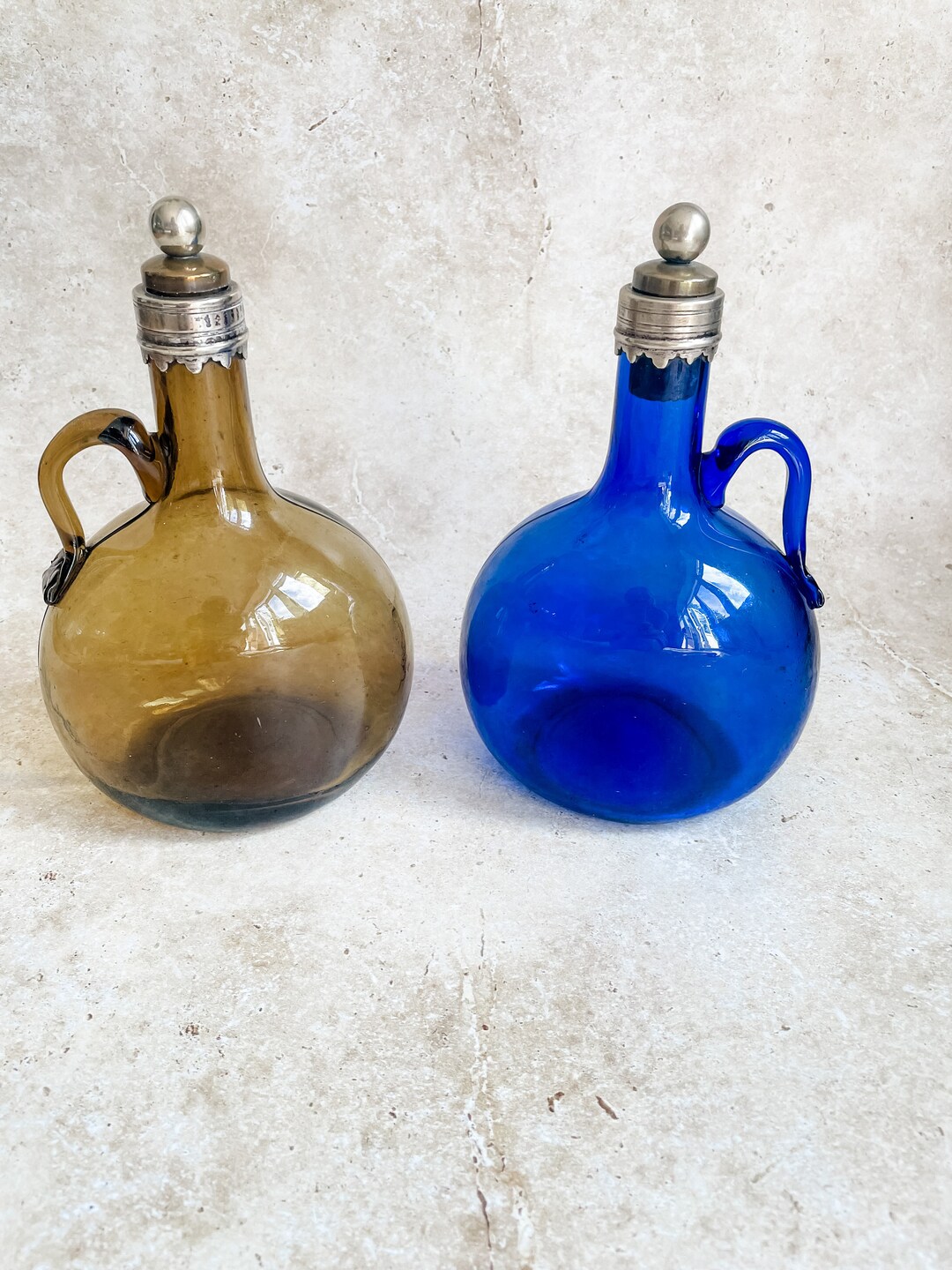 Pair of Victorian Glass Decanters - Etsy