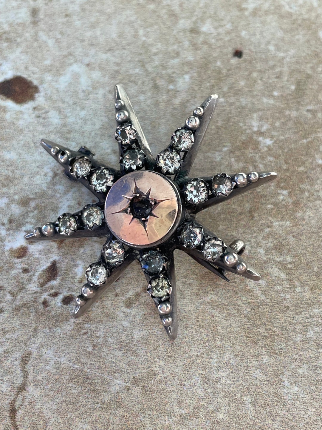 Victorian Rolled Gold Silver and Paste Star Brooch - Etsy