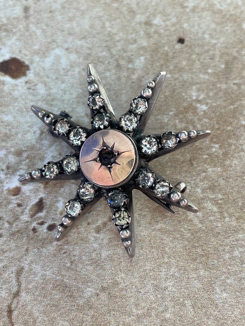 Victorian Rolled Gold Silver and Paste Star Brooch - Etsy