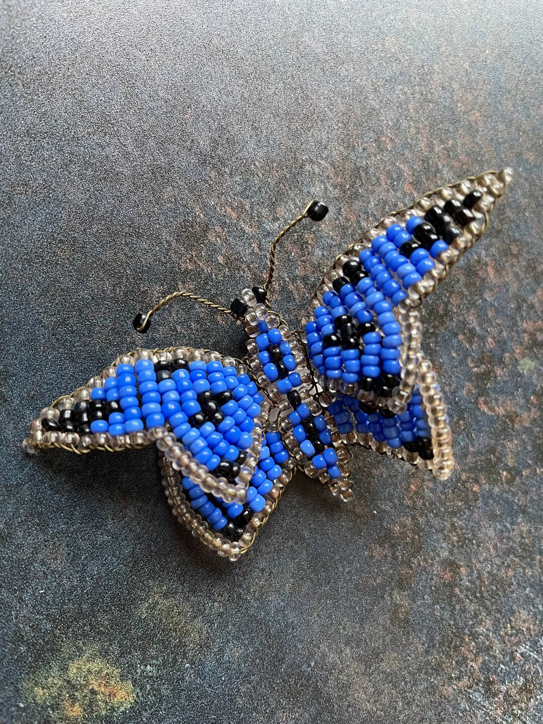 Vintage Beaded Butterfly Brooch - Etsy
