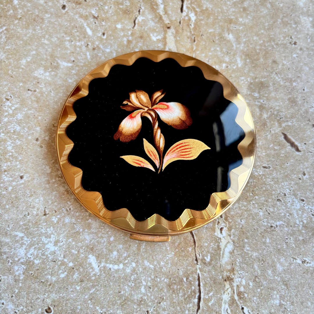 Vintage 1960s Stratton Compact in Black and Gold - Etsy Australia