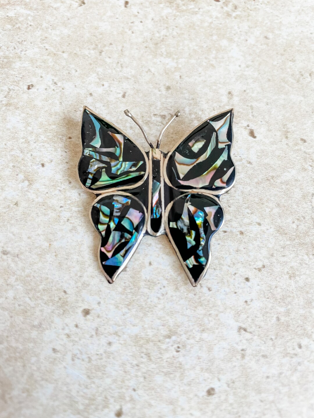 Mexican Silver and Abalone Shell Brooch - Etsy