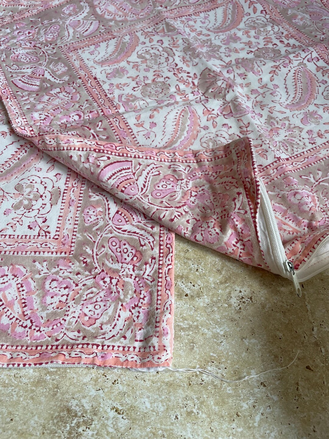 2 X Block Print Pink Cushion Covers - Etsy