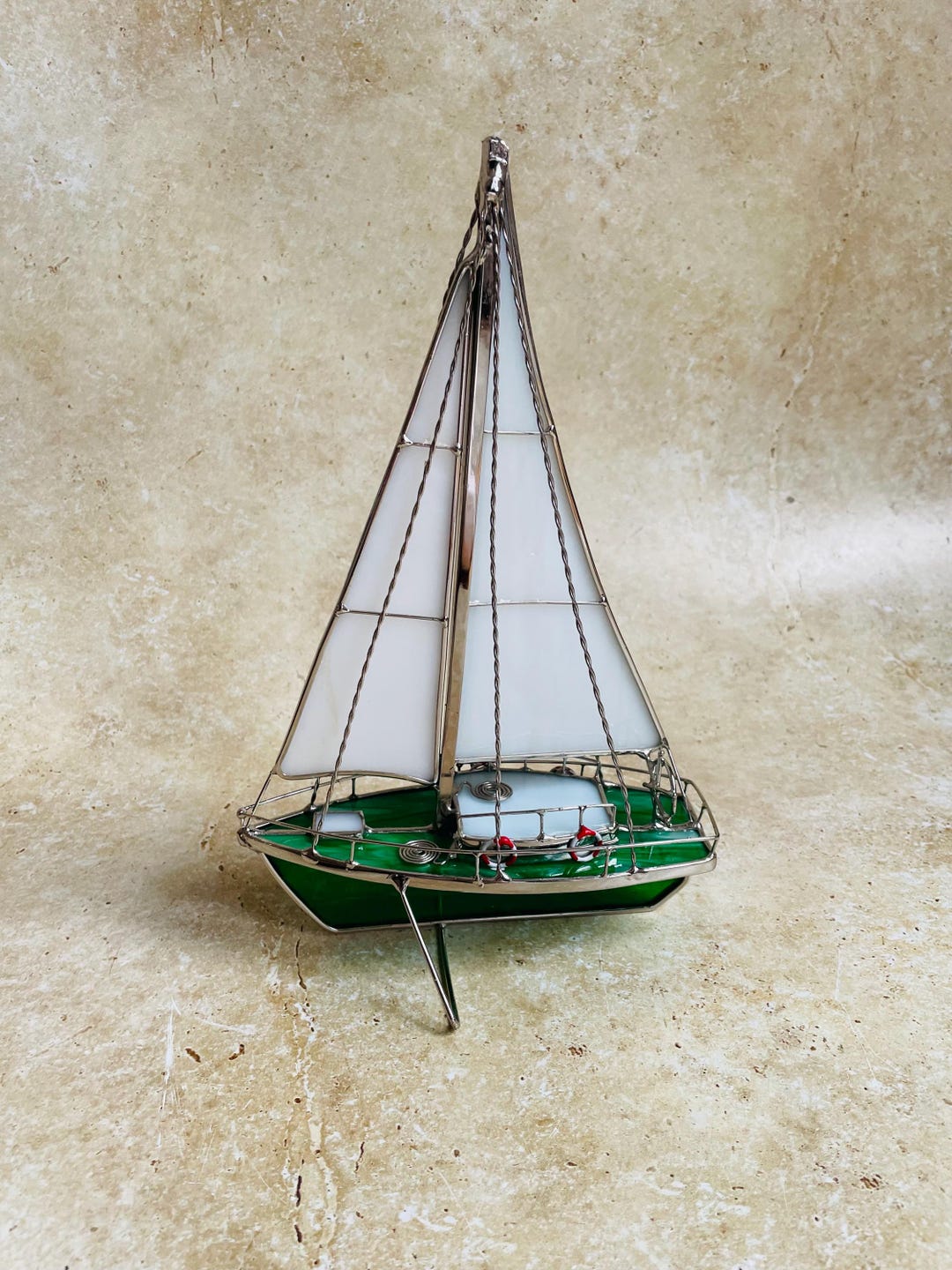 Stained Glass Yacht Sailing Boat. Sculpture. Decorative. - Etsy