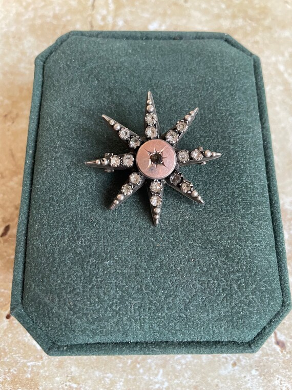 Victorian rolled gold silver and paste star brooch - Gem