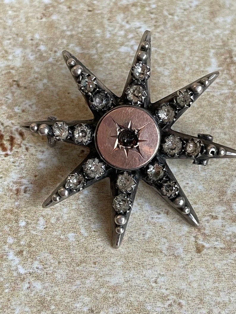 Victorian Rolled Gold Silver and Paste Star Brooch - Etsy