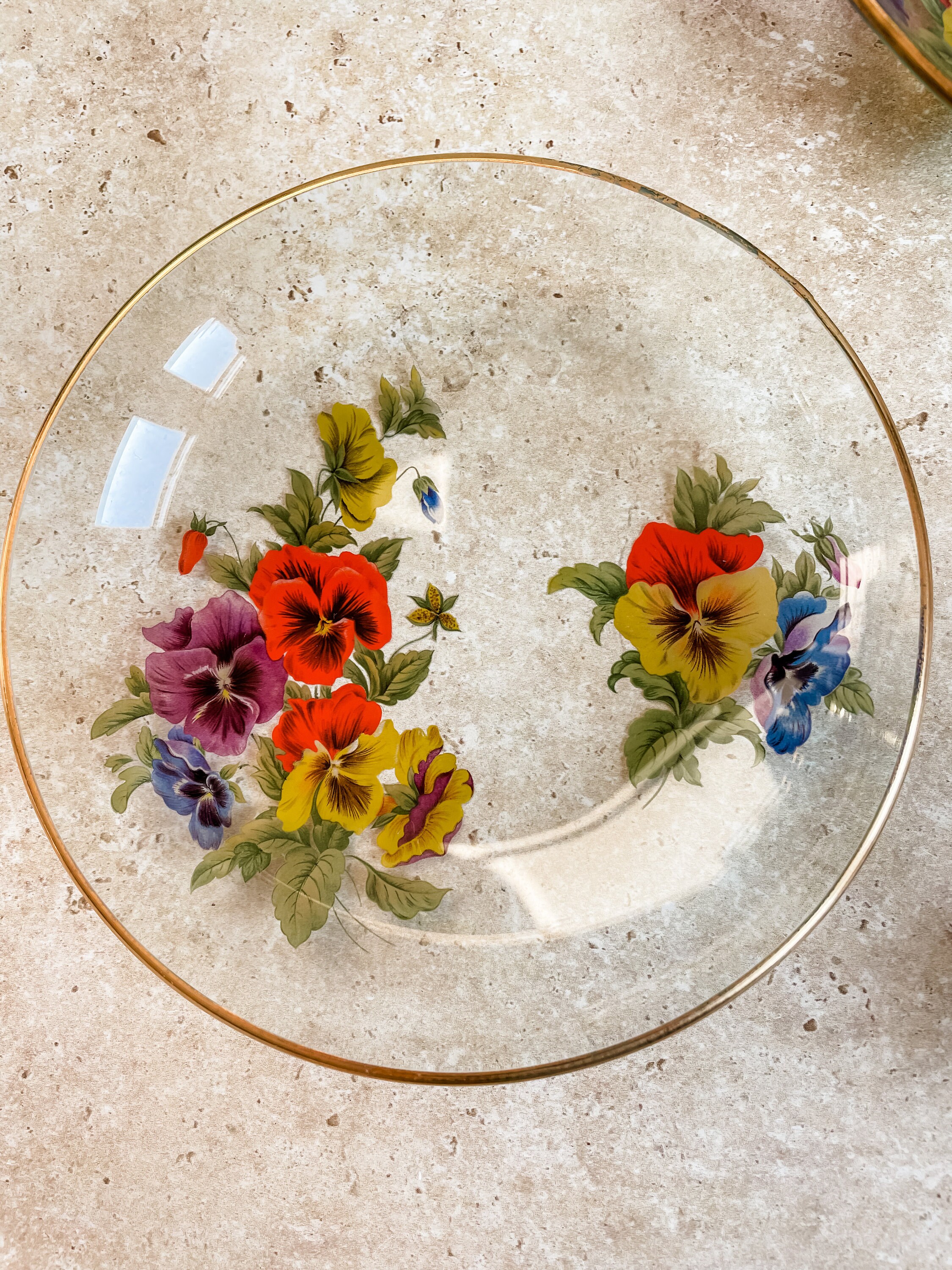 Chance Glass Pansy Bowl and 6 Dishes - Etsy