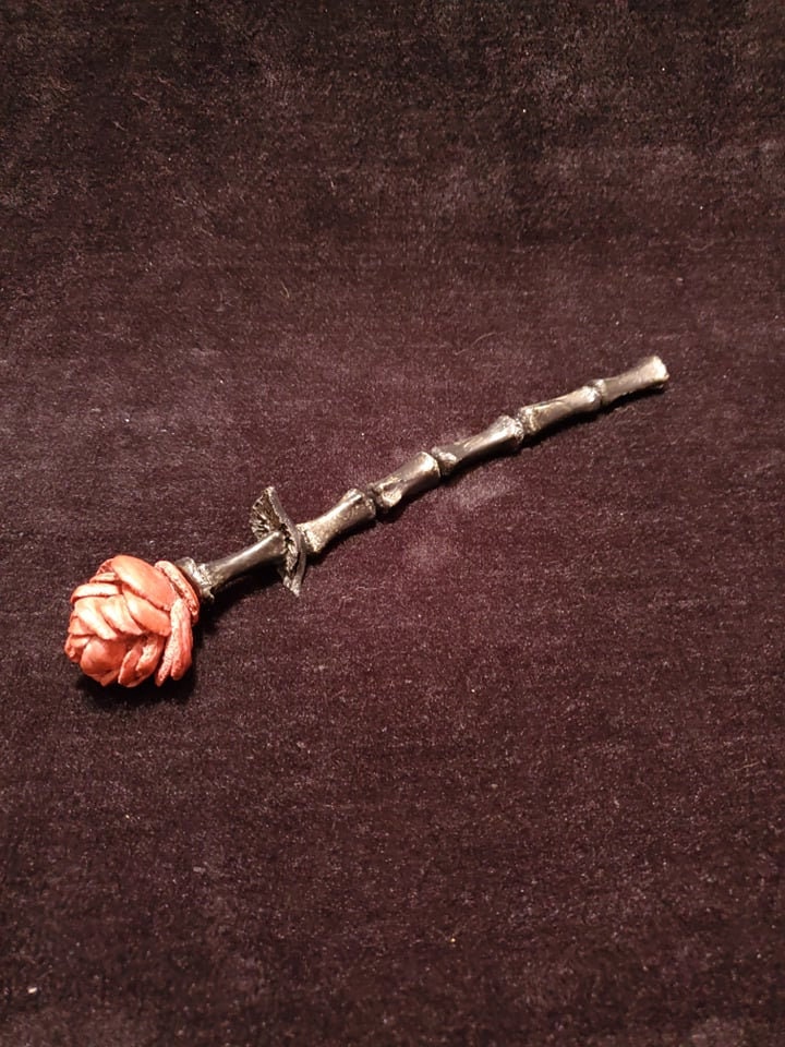 Bone Rose Demonsblood Red Blossom With Blackened Stem Ox - Etsy