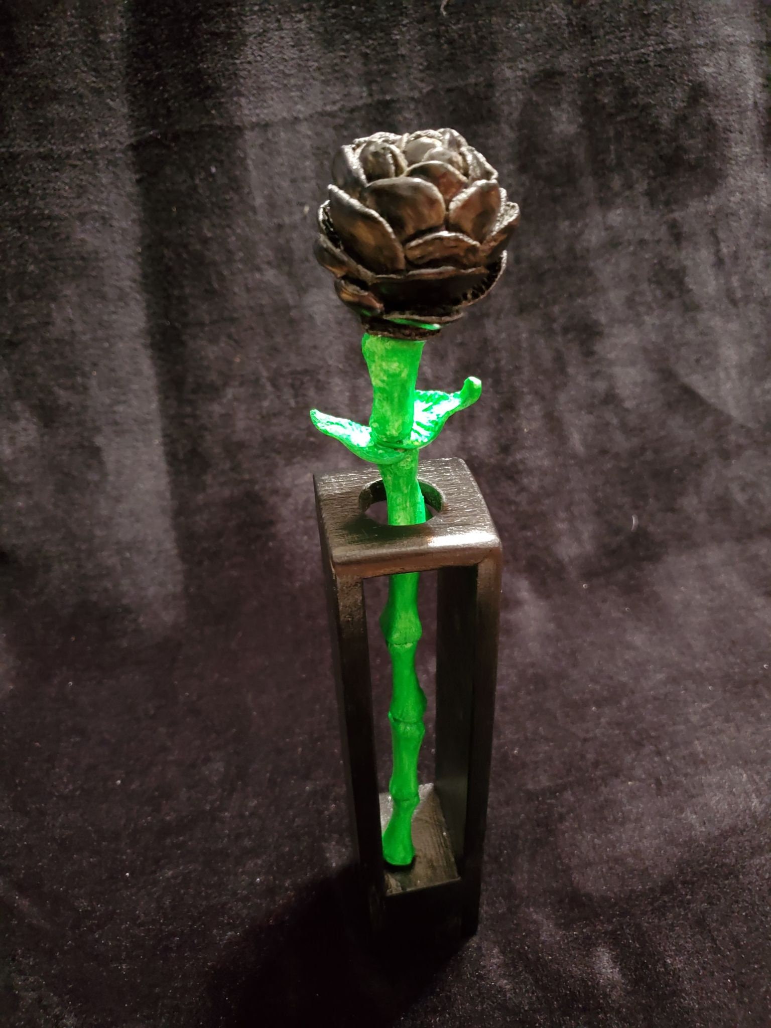 Black Bone Rose Blossom With Green Stem Ox Tail Dark - Etsy