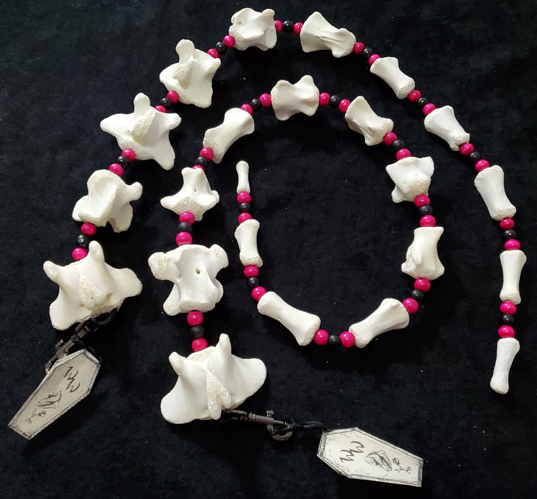 Articulated Bone Tail - Black and Pink - Oxtail - Bone Jewelry ...
