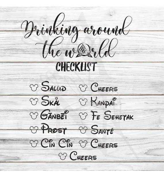 Cheers Around World Showcase Checklist/ 50th Anniversary Svg/ | Etsy