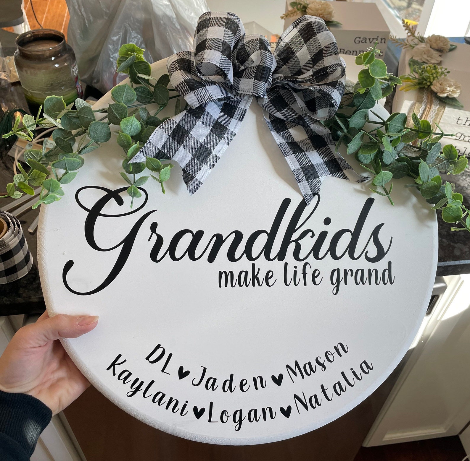 Grandkids Make Life Grand Round Sign/grandkid Sign/ - Etsy