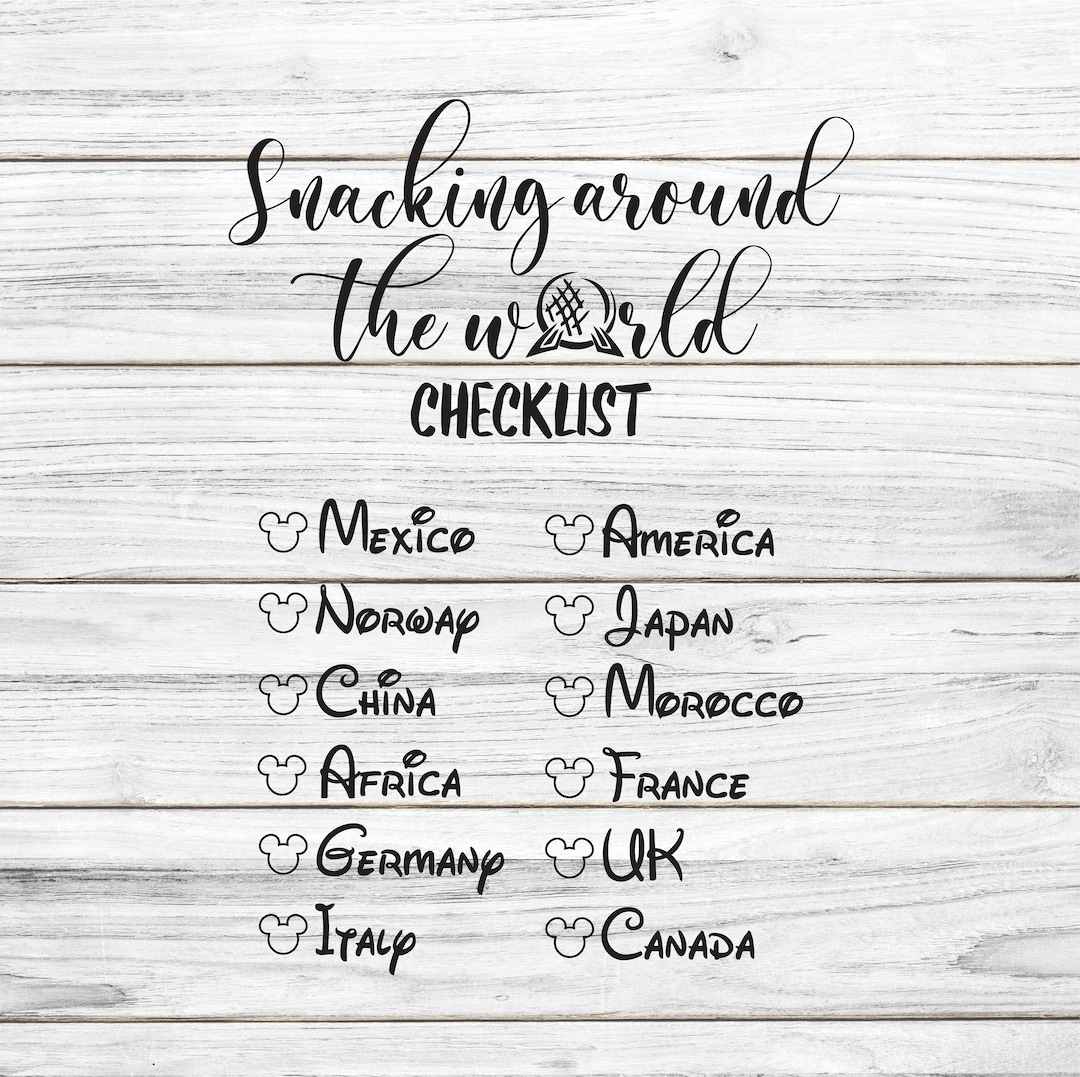 Snacking Around World Showcase Checklist/ 50th Anniversary Svg/ World ...