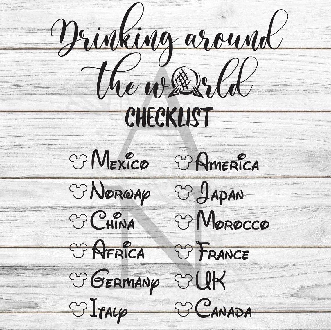 Epcot Drinking Around the World Checklist SVG / World Showcase - Etsy