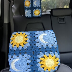 Car Headrest Cover,crochet Car Headrest Cover,sun Moon Car Headrest ...