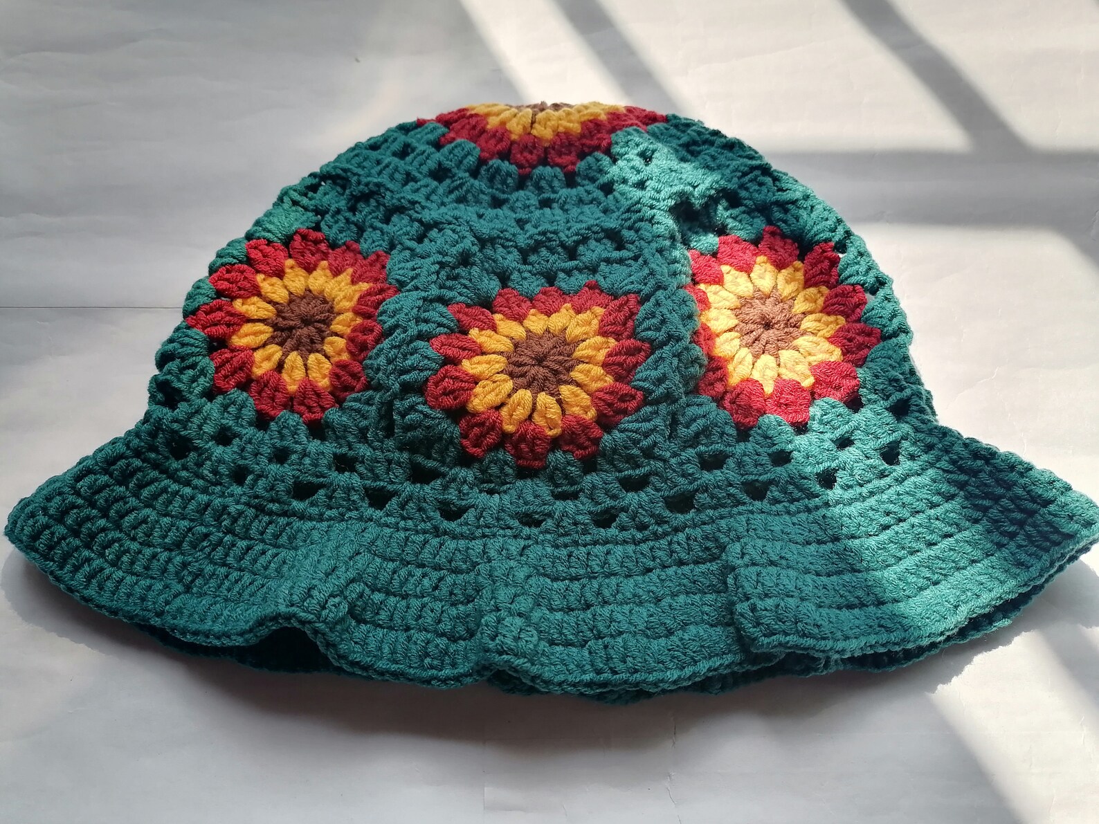Handmade Crochet Sunflower Bucket Hat,sun Crocheted Bucket Hat - Etsy