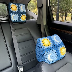 Car Headrest Cover,crochet Car Headrest Cover,sun Moon Car Headrest ...