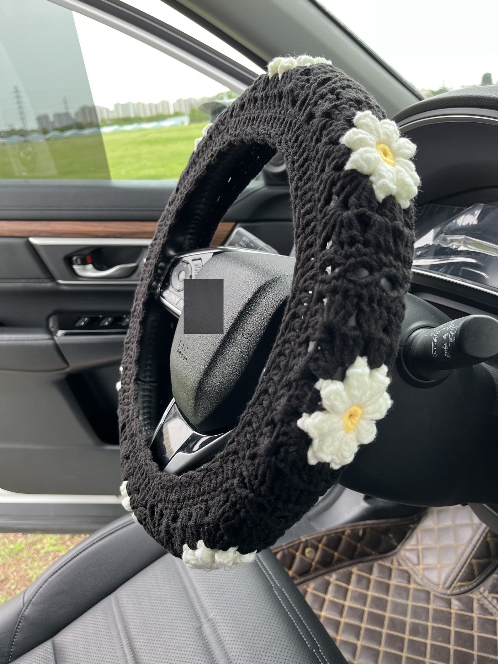 Crochet Daisy Car Steering Wheel Covers Universal 14-15 Inch for Women ...