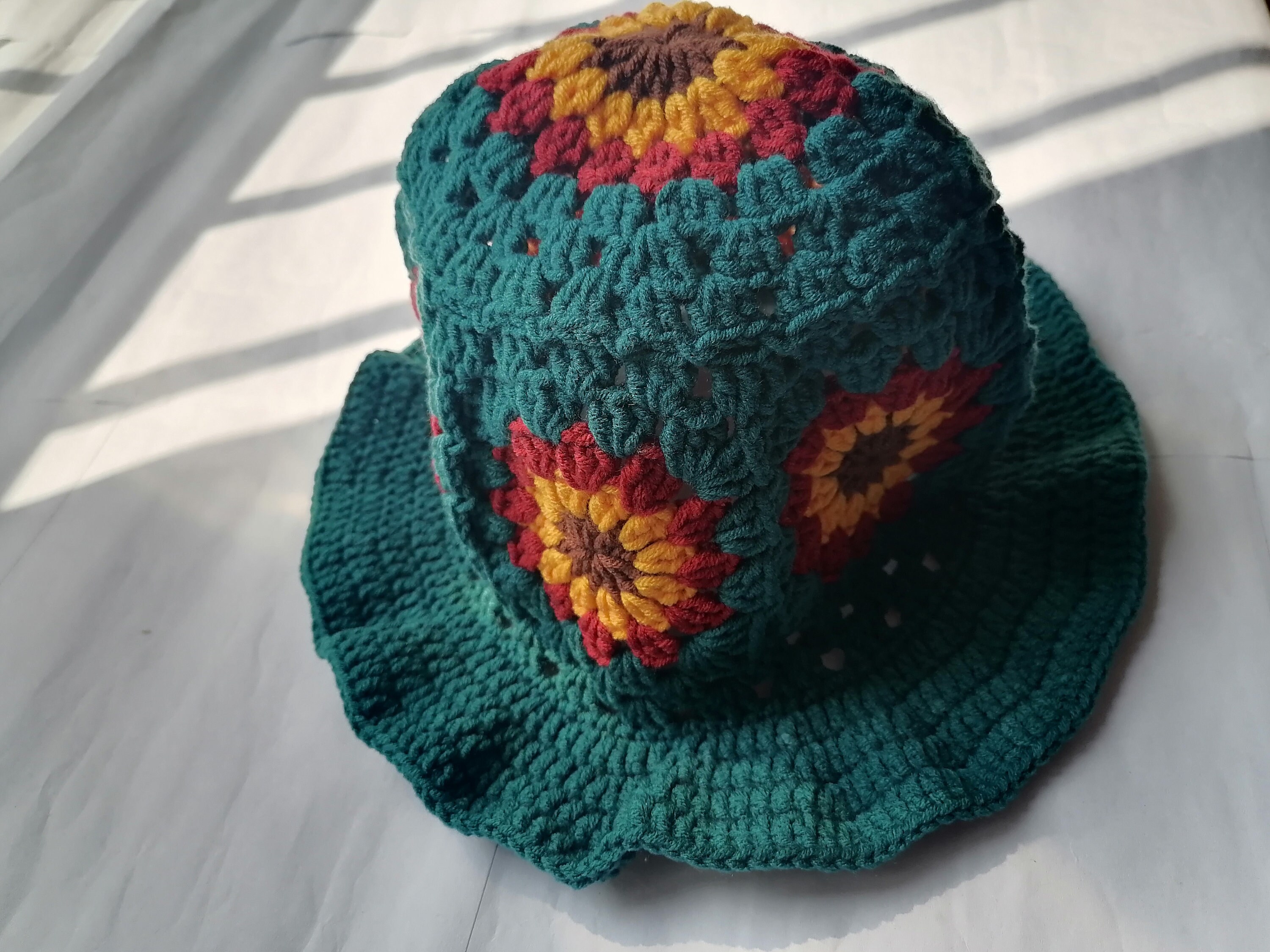 Handmade Crochet Sunflower Bucket Hat,sun Crocheted Bucket Hat - Etsy