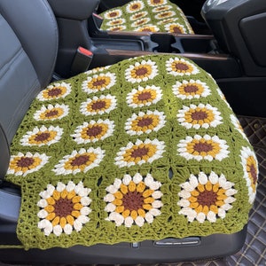 Car Seat Covers,handmade Crochet Sunflower Car Seat Cover Front Bottom ...