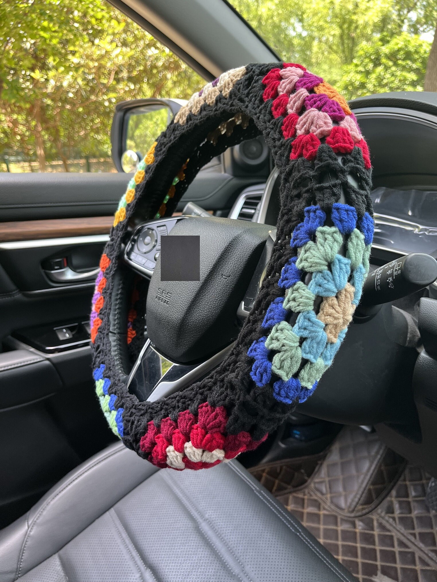 Steering Wheel Covergranny Square Colorful Steering Wheel - Etsy