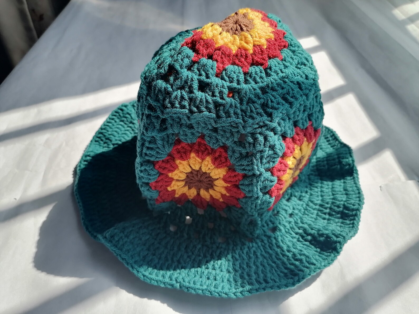Handmade Crochet Sunflower Bucket Hat,sun Crocheted Bucket Hat - Etsy