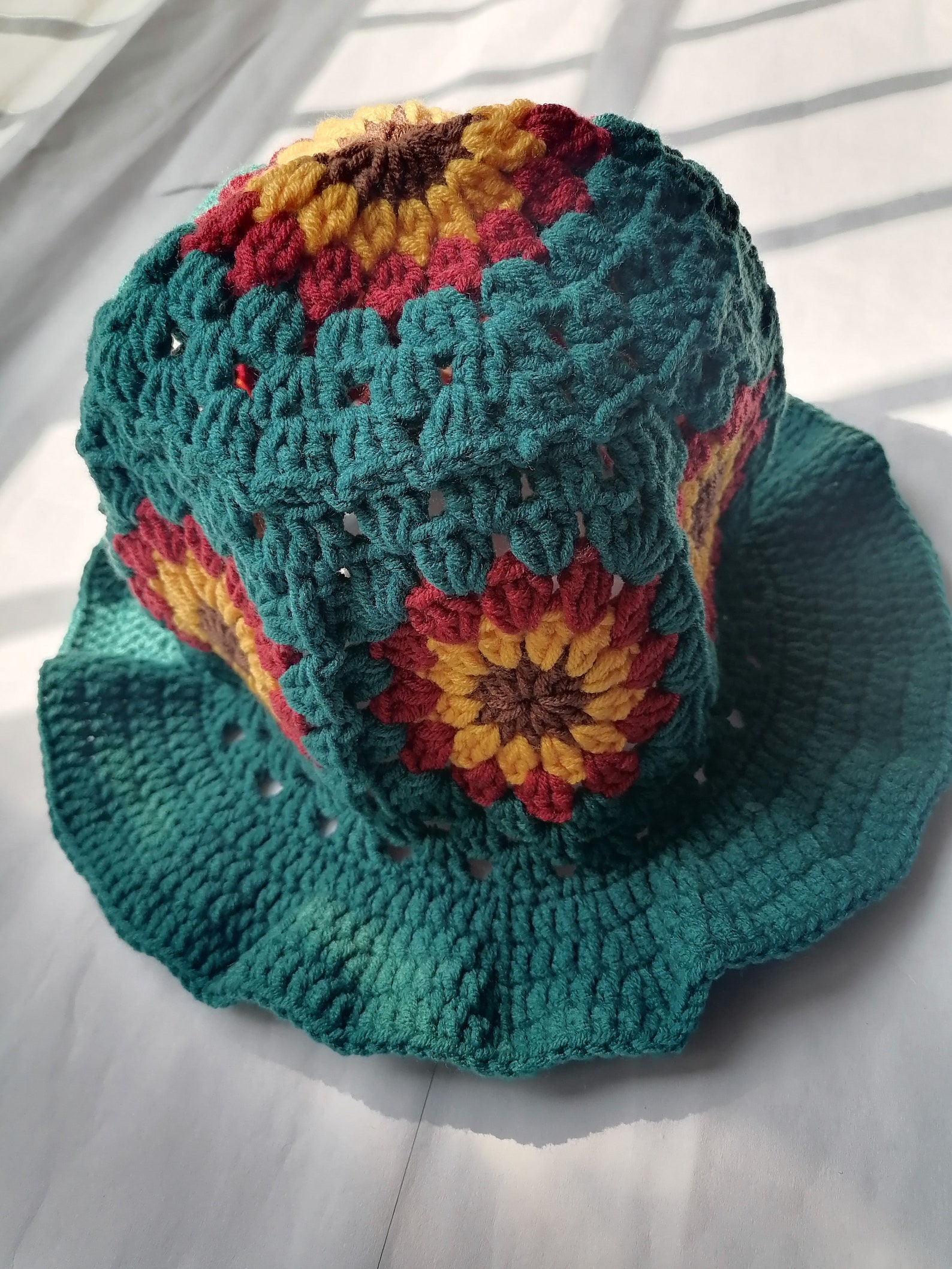 Handmade Crochet Sunflower Bucket Hat,sun Crocheted Bucket Hat - Etsy