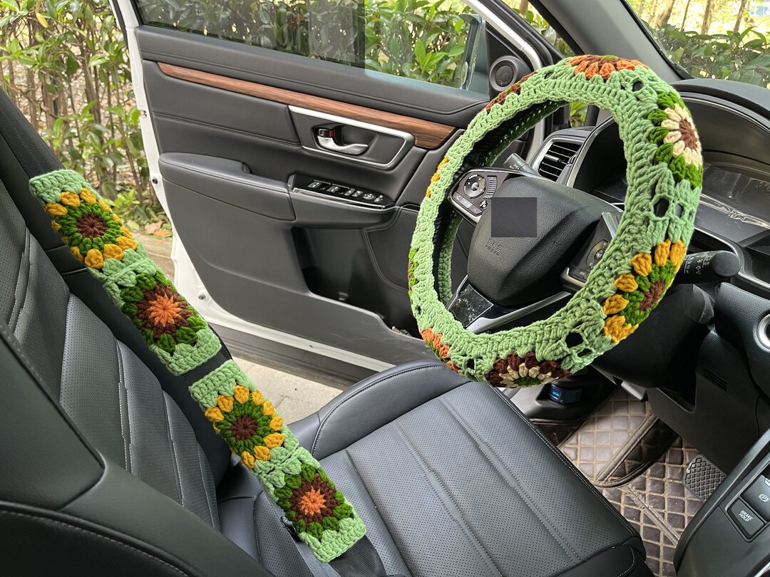 Steering Wheel Cover,crochet Multicolour Sunflower Steering Wheel ...