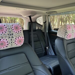 Crochet Car Headrest Cover,crochet Sunflower Car Headrest Covers ...