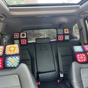 Car Headrest Cover,crochet Headrest Cover,granny Square Colorful ...