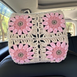Crochet Car Headrest Cover,crochet Sunflower Car Headrest Covers ...