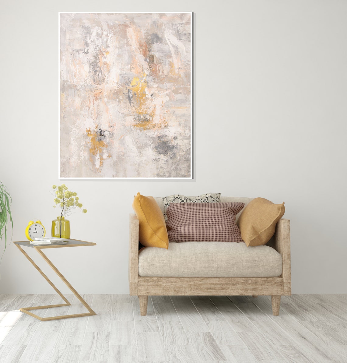 Gold Abstract Painting Neutral Abstract Painting Modern Wall | Etsy