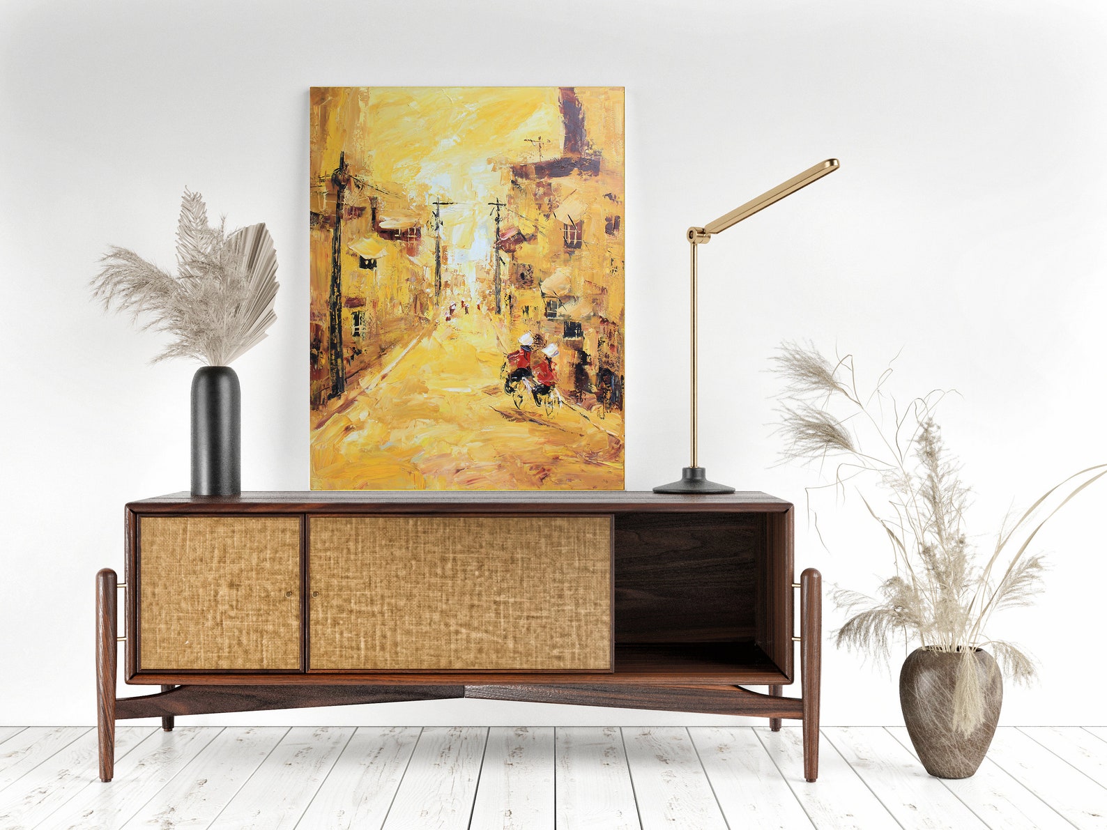 Town Abstract Painting on Canvas,wall Town Painting,old Town Art ...