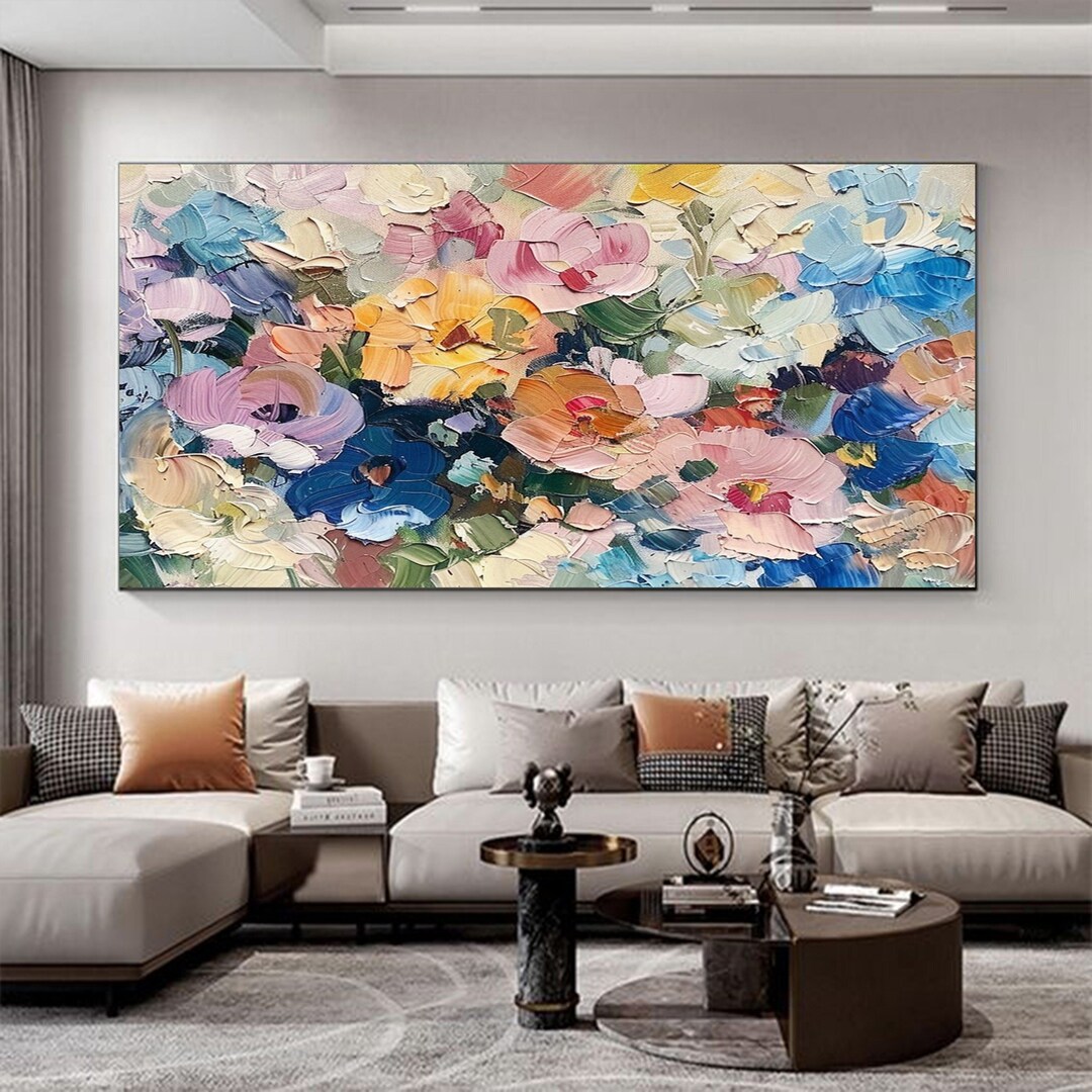 Large Colorful Flower Oil Painting on Canvas,floral Painting,colorful ...