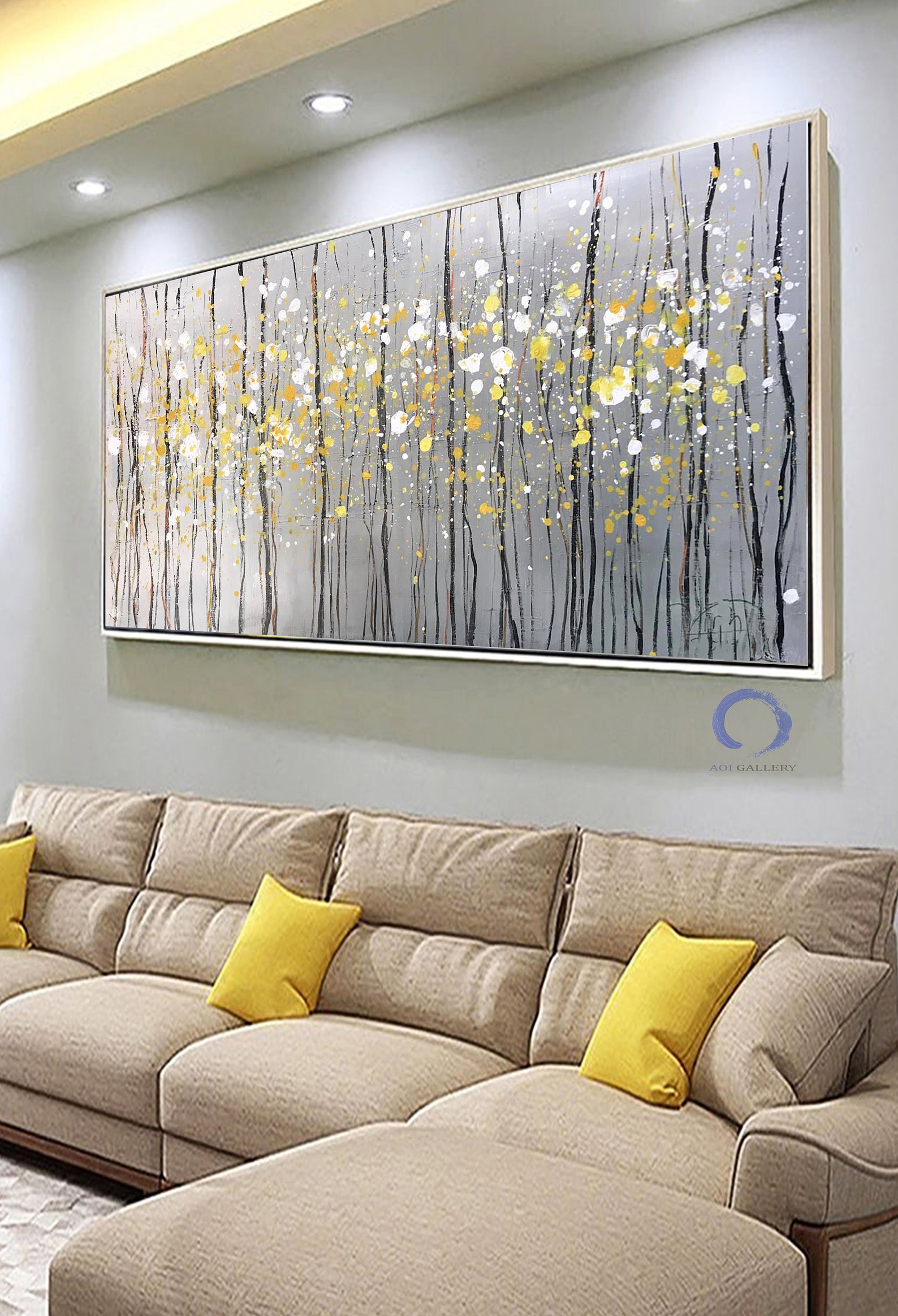 Large Gold Painting Frame Acrylic Gold Leaf Art Landscape - Etsy