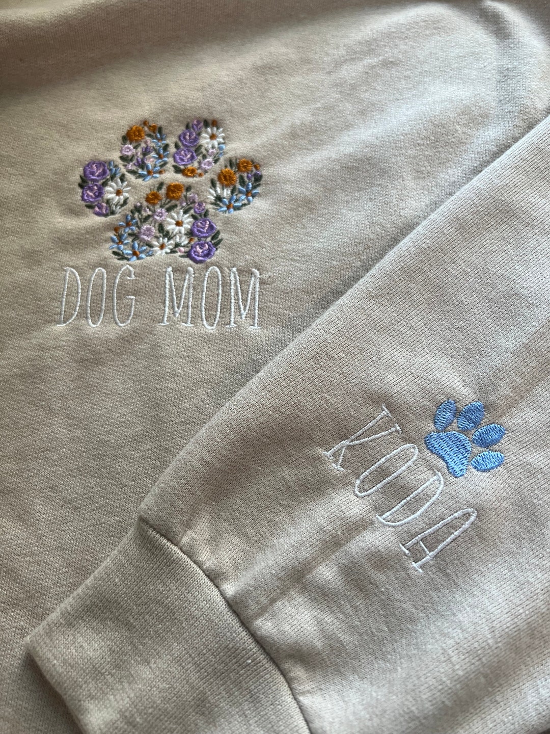 Floral Dog Paw Sweatshirt Dog Mom Pet Lovers Paw Print Fall Crew Neck ...