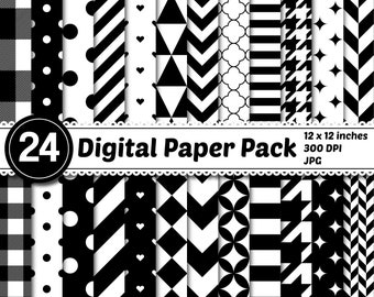 Digital Papers Black & White Digital Paper Hand Drawn - Etsy